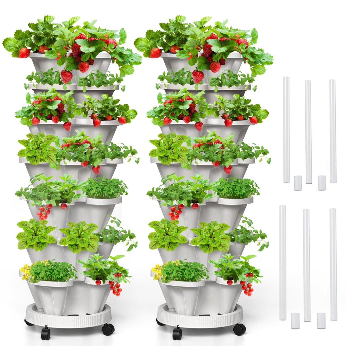 Tectsia 7 Tiered Vertical Planters, 2 Pack Stacking Tower Garden – Epic ...