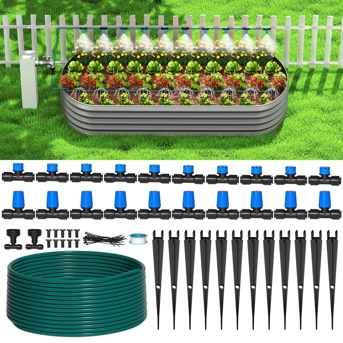 Bonviee Drip Irrigation System with Quick Connector- Auto Drip Emitter ...
