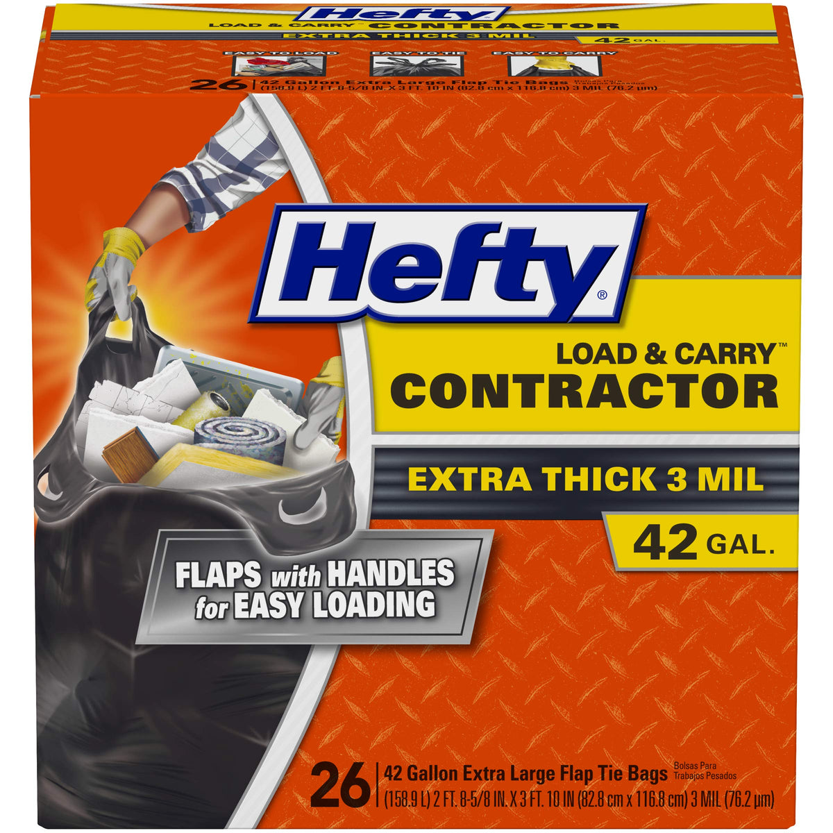 Hefty Load & Carry Heavy Duty Trash Bags, 42 Gallon, 26 Count – Epic ...