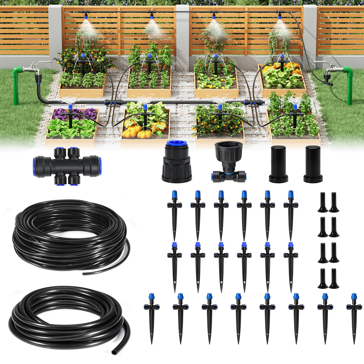Hiraliy 128FT Drip Irrigation System with 3 Types Of Drippers – Epic ...